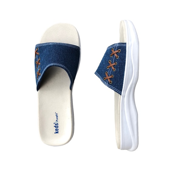 Keds | Shoes | New Keds Denim Slide Flatform Sandals Size 9 | Poshmark